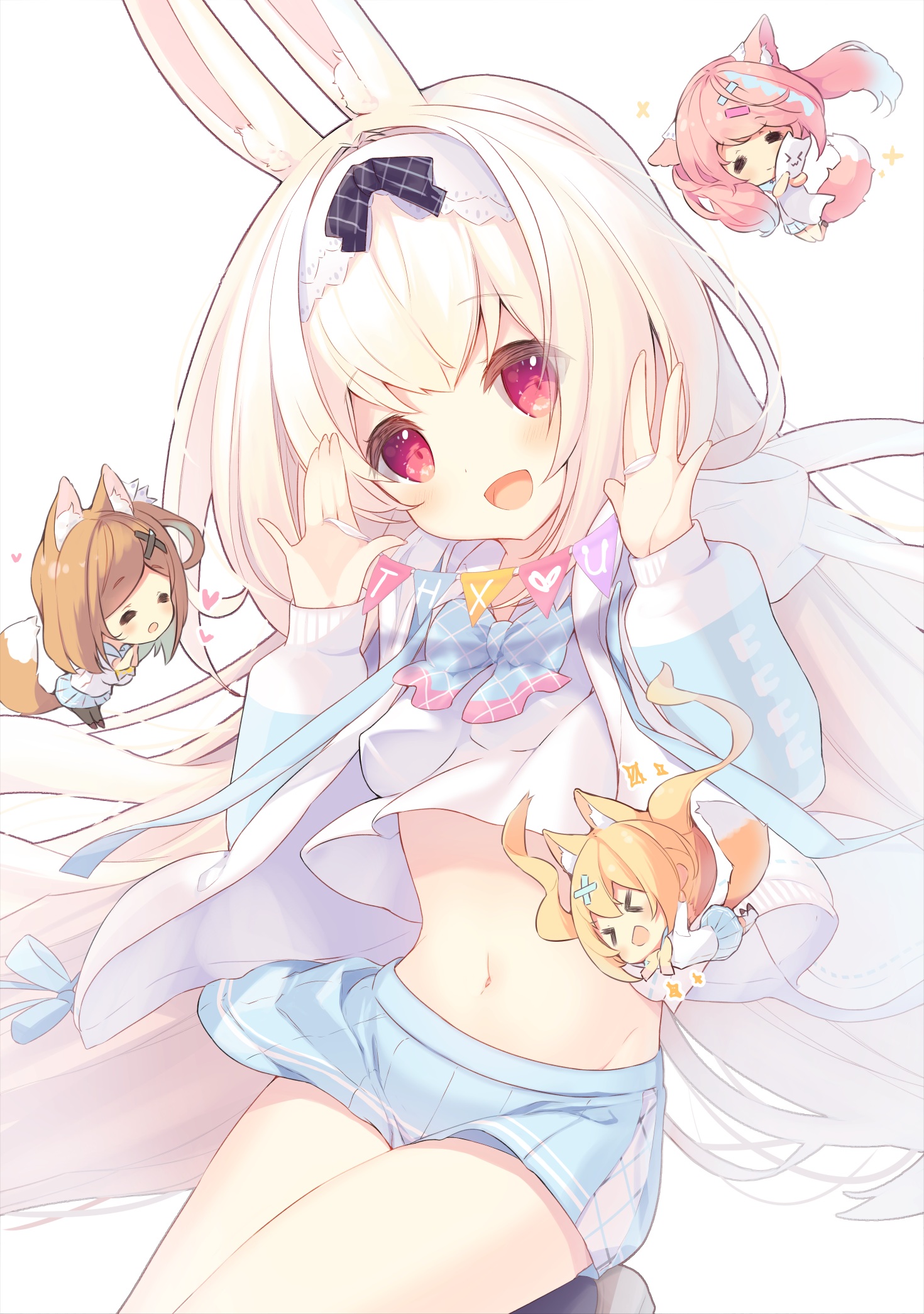 p19 amamiya aki amamiya mei cynthia riddle milia leclerc animal ears bunny ears chibi kitsune ...